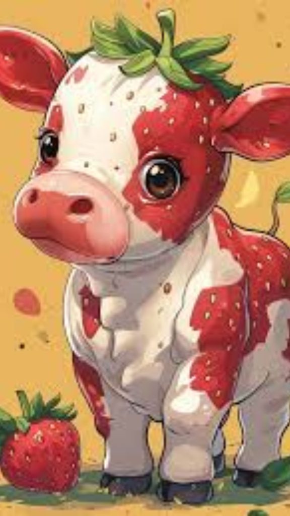 40+ Cute Strawberry Cow Wallpapers for your screens
